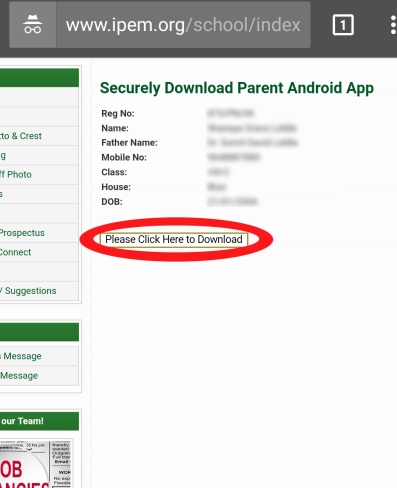 IPEM International School - Steps to download and install Parent App